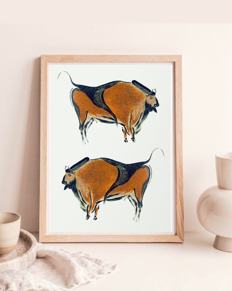 Altamira Prehistoric Cave Painting Primitive Bull Buffalo | Etsy