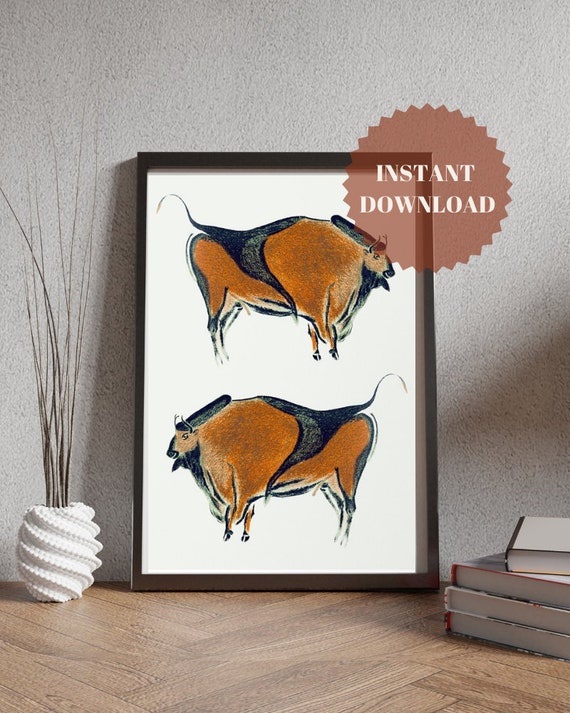 Altamira Prehistoric Cave Painting Primitive Bull Buffalo - Etsy