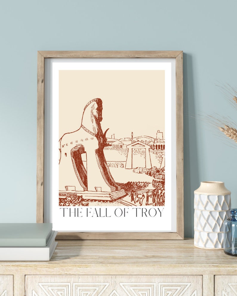 The Fall of Troy Trojan Horse İliad Art Print Trojan War - Etsy