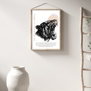 Panther Print, Big Cat Art, Wild Animal Drawing, Feline Poster, Animal ...