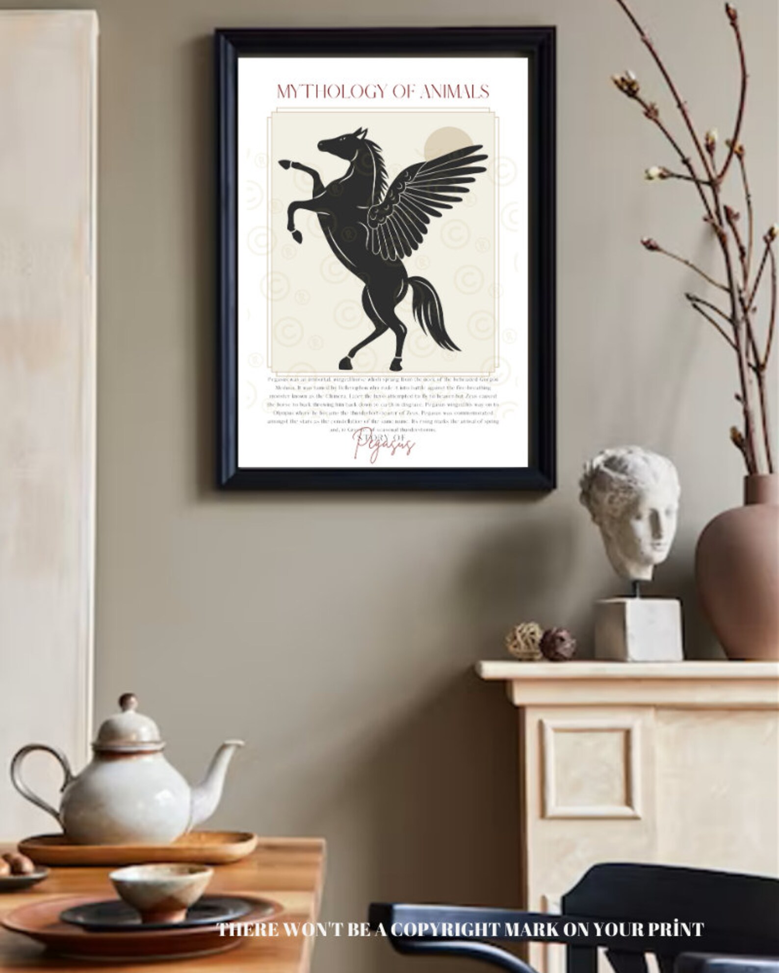 Pegasus Print, Greek Mythology Poster, Educational Posters, Horse Lover ...