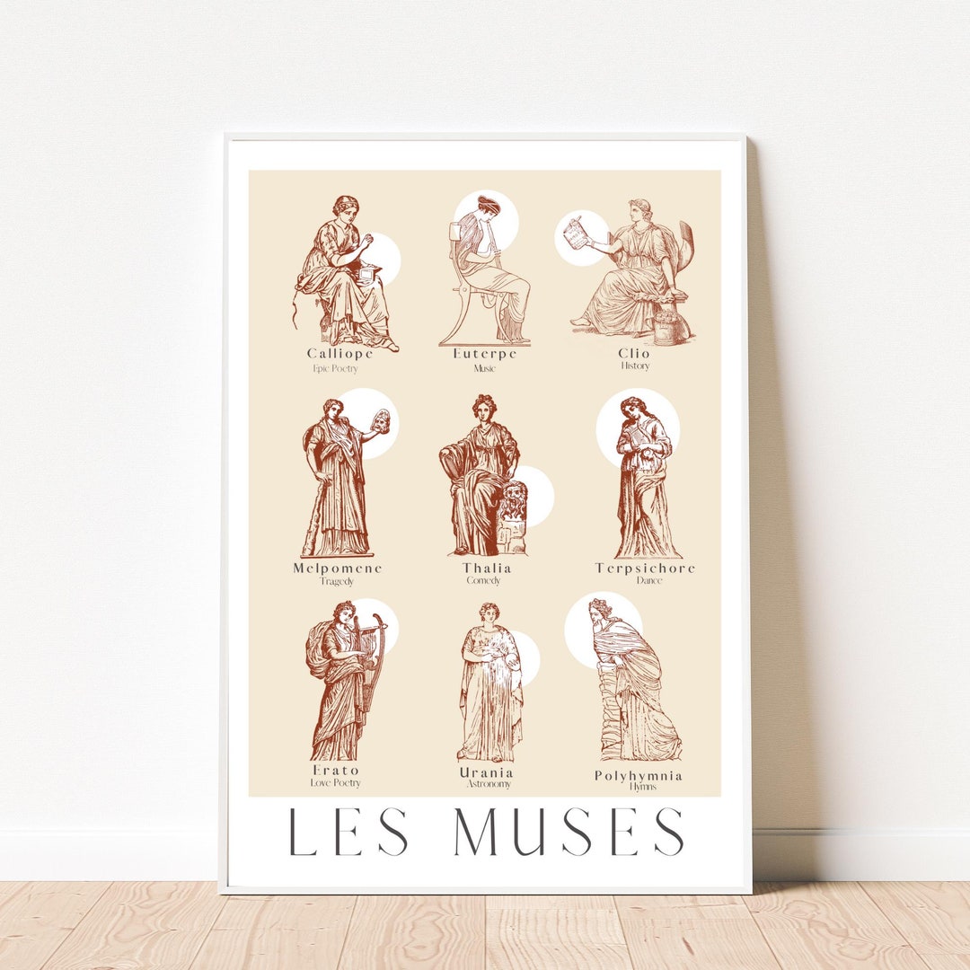 Les Muses Poster, the Nine Muses Print, Greek Muses Art, Ancient Greek ...