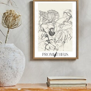 Prometheus Art, God of Fire, Greek Mythology Decor, Greek Gods Print ...