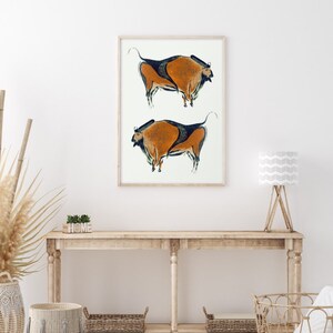 Altamira, Prehistoric Cave Painting, Primitive Bull Buffalo Bison Print ...