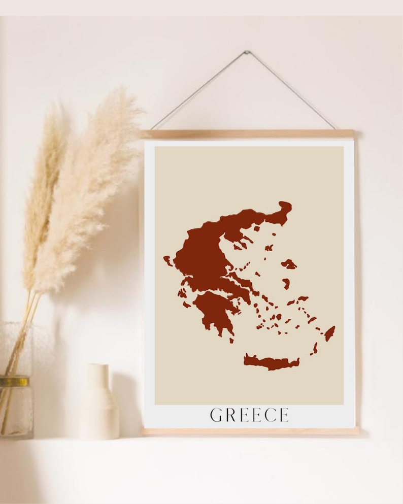 Greece Map Art Print Greece Decor Greece Gifts Printable - Etsy