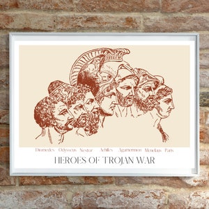 Trojan War Heroes, Iliad Poster, Greek Mythology Print, Ancient History ...