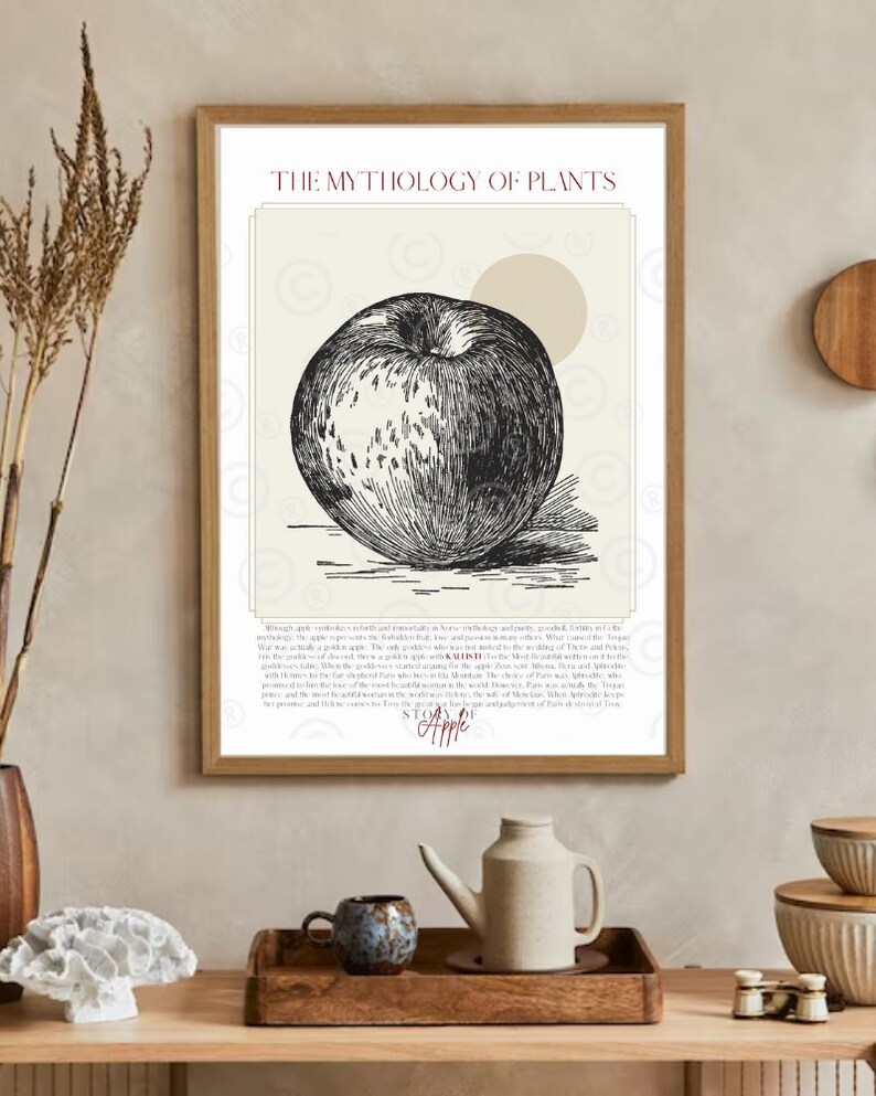 Apple Mythology Art Print, Academia Kitchen Decor - Etsy