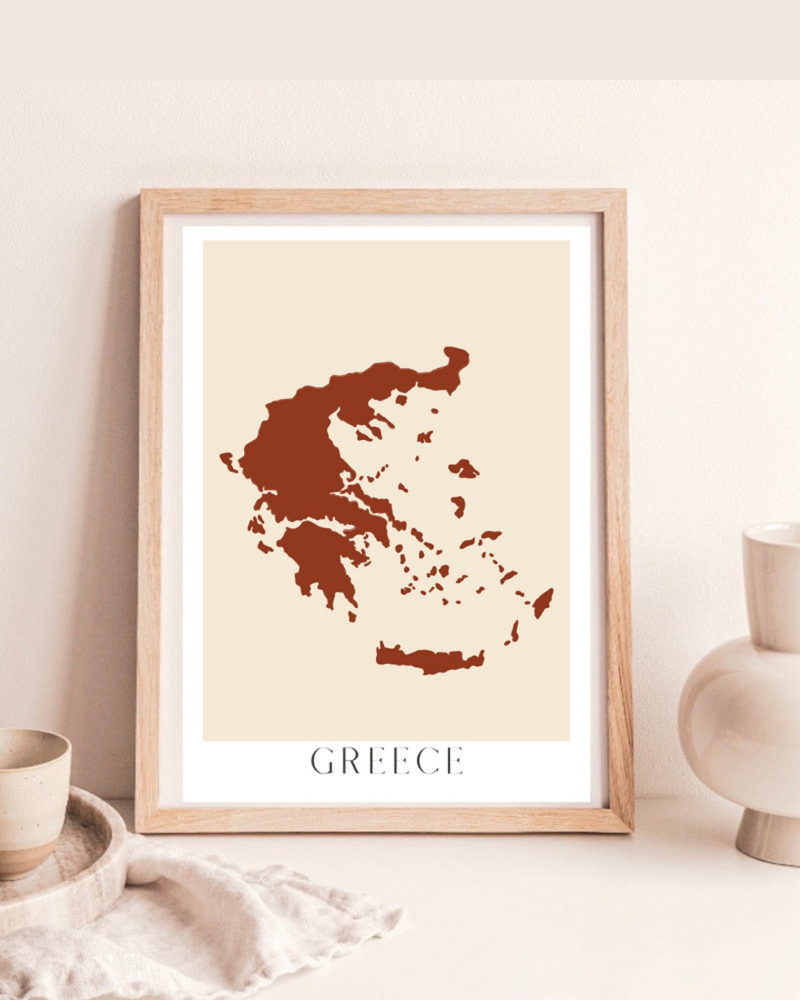 Greece map art print Greece decor Greece gifts printable | Etsy