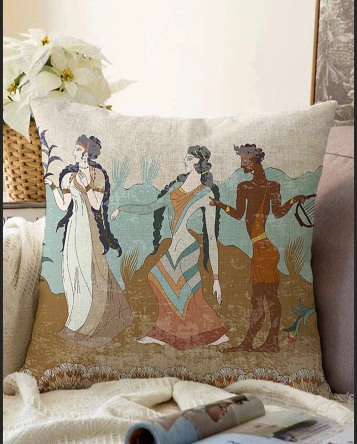 Minoan Art Greek Pillow Casearchaeology Gift Greek - Etsy