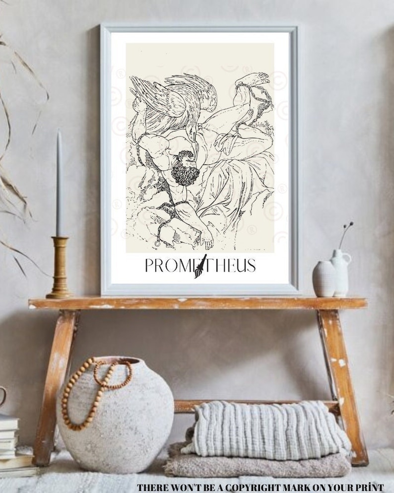 Prometheus Art God of Fire Greek Mythology Decor Greek Gods - Etsy