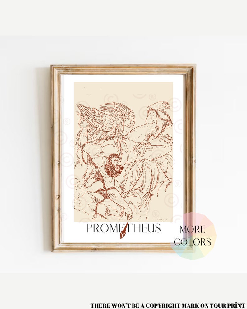 Prometheus Art, God of Fire, Greek Mythology Decor, Greek Gods Print ...