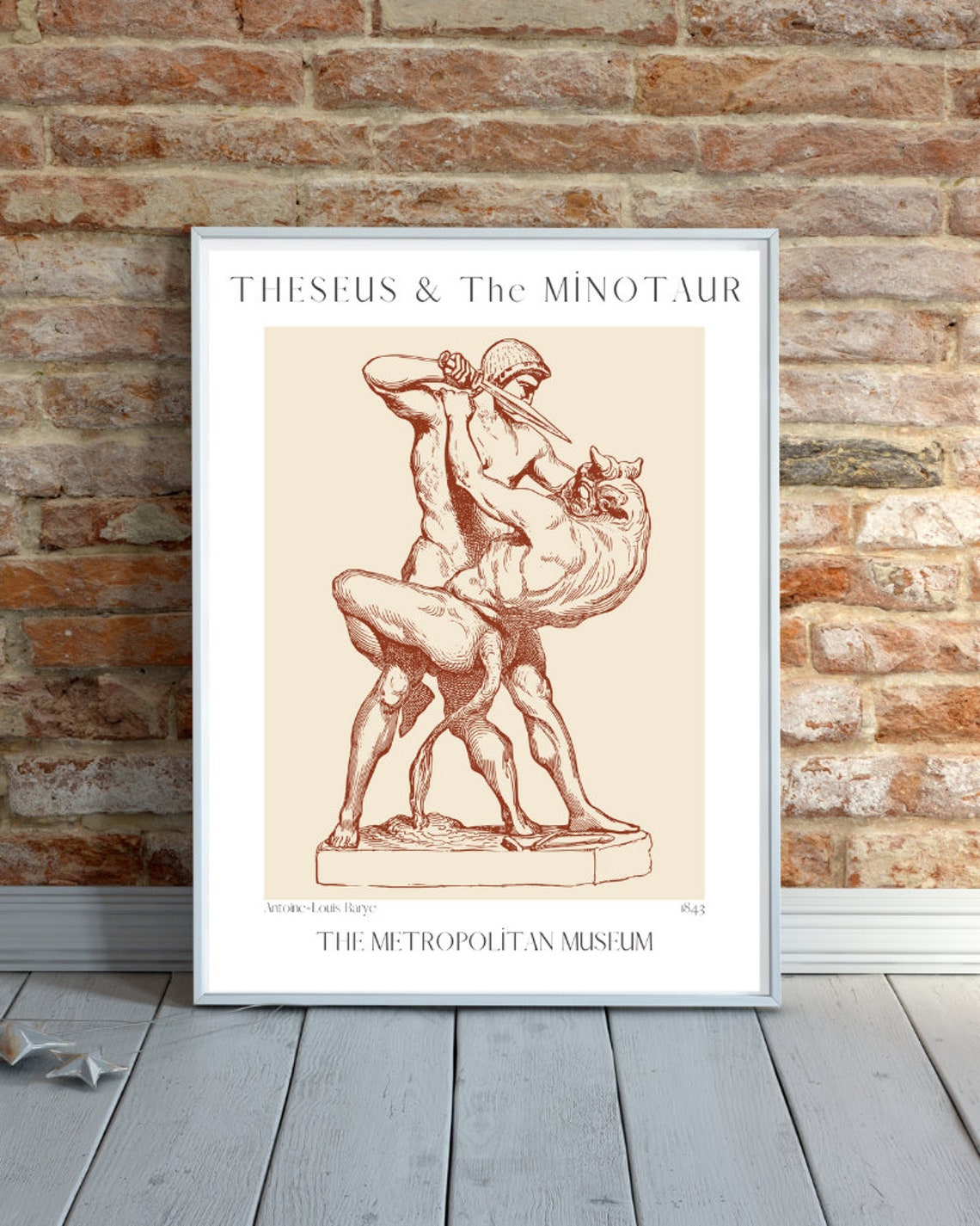 Theseus and Minotaur Greek Myth Poster Minotaur art | Etsy