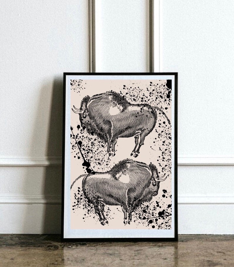 Altamira Prehistoric Cave Painting Primitive Bull Buffalo | Etsy