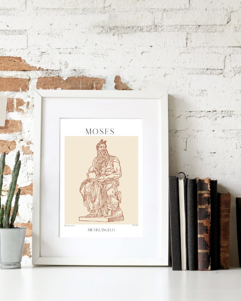 Moses sculpture Michelangelo poster Renaissance art Art | Etsy