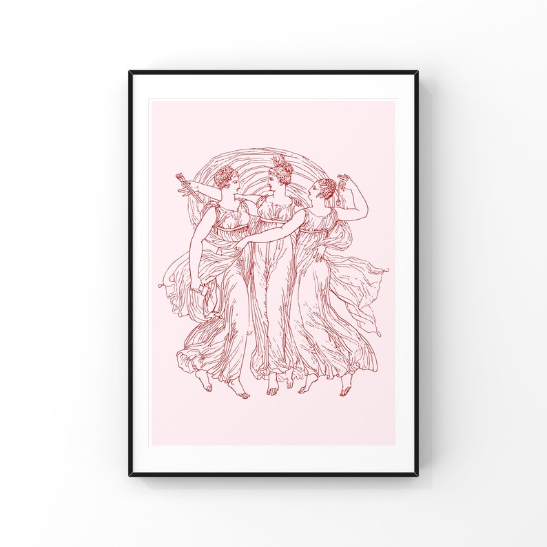 Greek Women Print Three Graces Wall Art Mythology Poster | Etsy