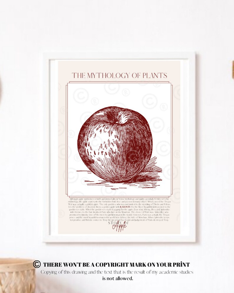 Apple Mythology Art Print, Academia Kitchen Decor - Etsy