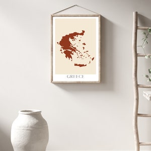 Abstract Greece Map Art Print, Natural Tones (digital Download) - Etsy
