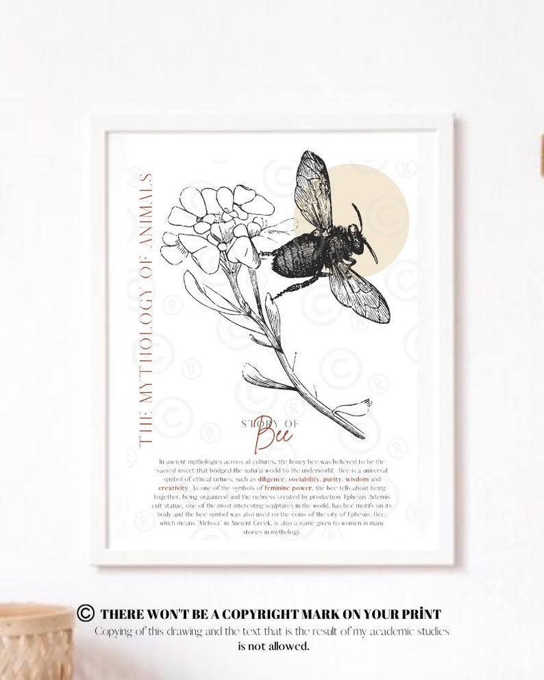 Bee Mythology Art Print, Insect Queen, Academia Decor - Etsy