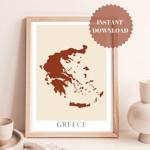 Greece Map Art Print, Greece Decor, Greece Gifts, Printable Map Wall ...