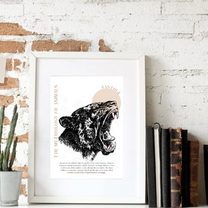 Panther Print, Big Cat Art, Wild Animal Drawing, Feline Poster, Animal ...