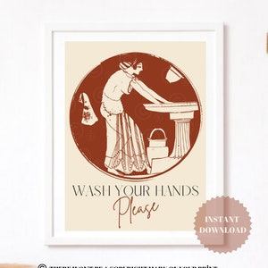 Wash Your Hands Wall Art, Bathroom Printable, Vintage Bathroom Art ...