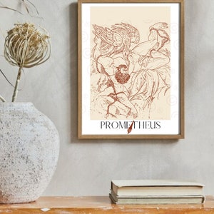 Prometheus Art, God of Fire, Greek Mythology Decor, Greek Gods Print ...