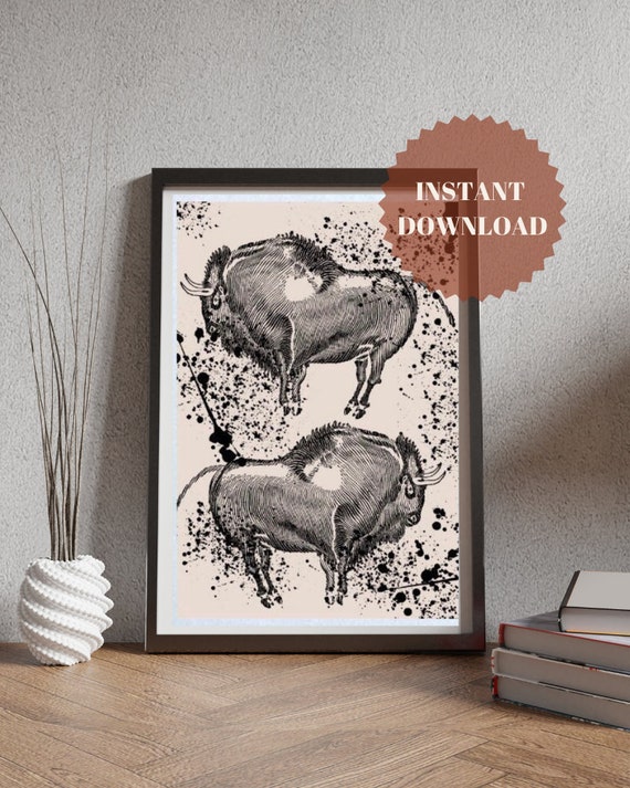 Altamira Prehistoric Cave Painting Primitive Bull Buffalo | Etsy