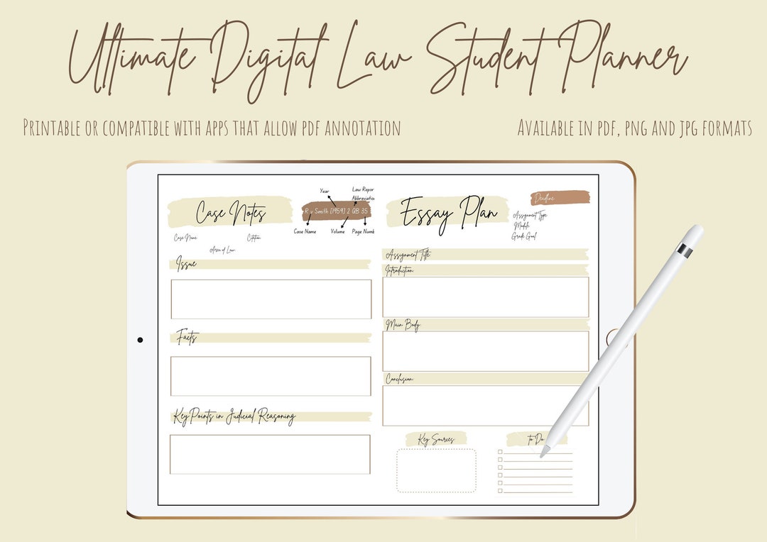 Ultimate Digital Law Student Planner | iPad | Goodnotes | Printable ...