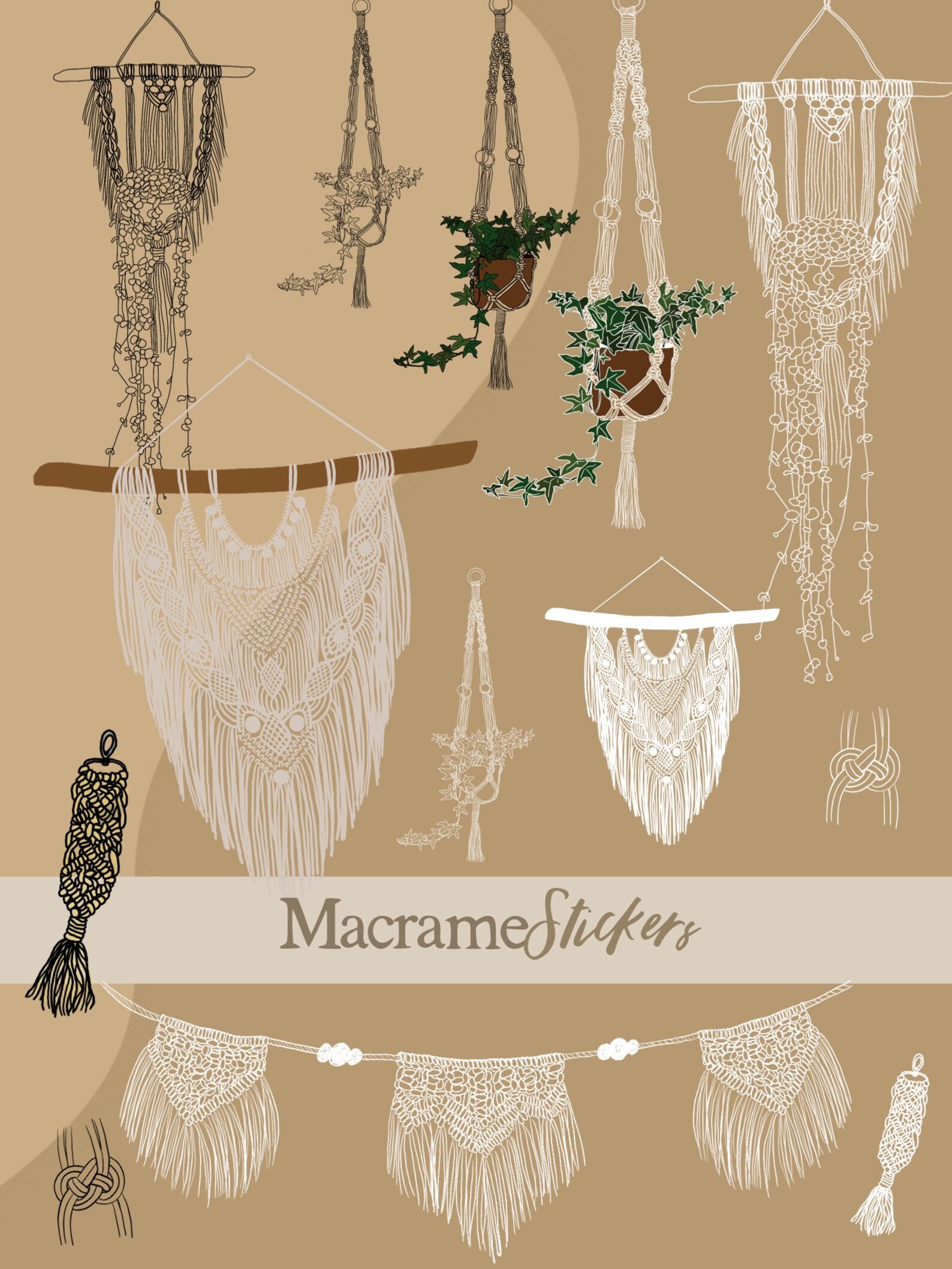 111 Story Sticker MACRAME DIY Plants Boho | Etsy