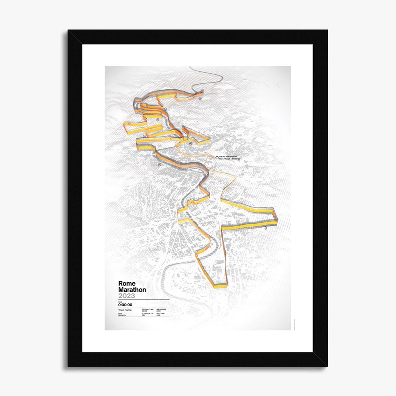 Rome Marathon / Personalised Route Map - Etsy