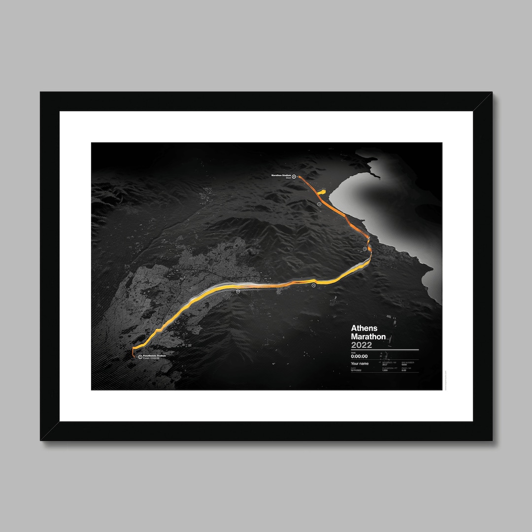 Athens Marathon / Personalised Route Map - Etsy