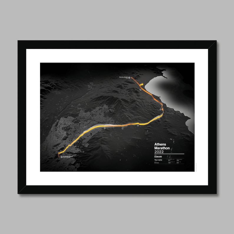 Athens Marathon / Personalised Route Map - Etsy