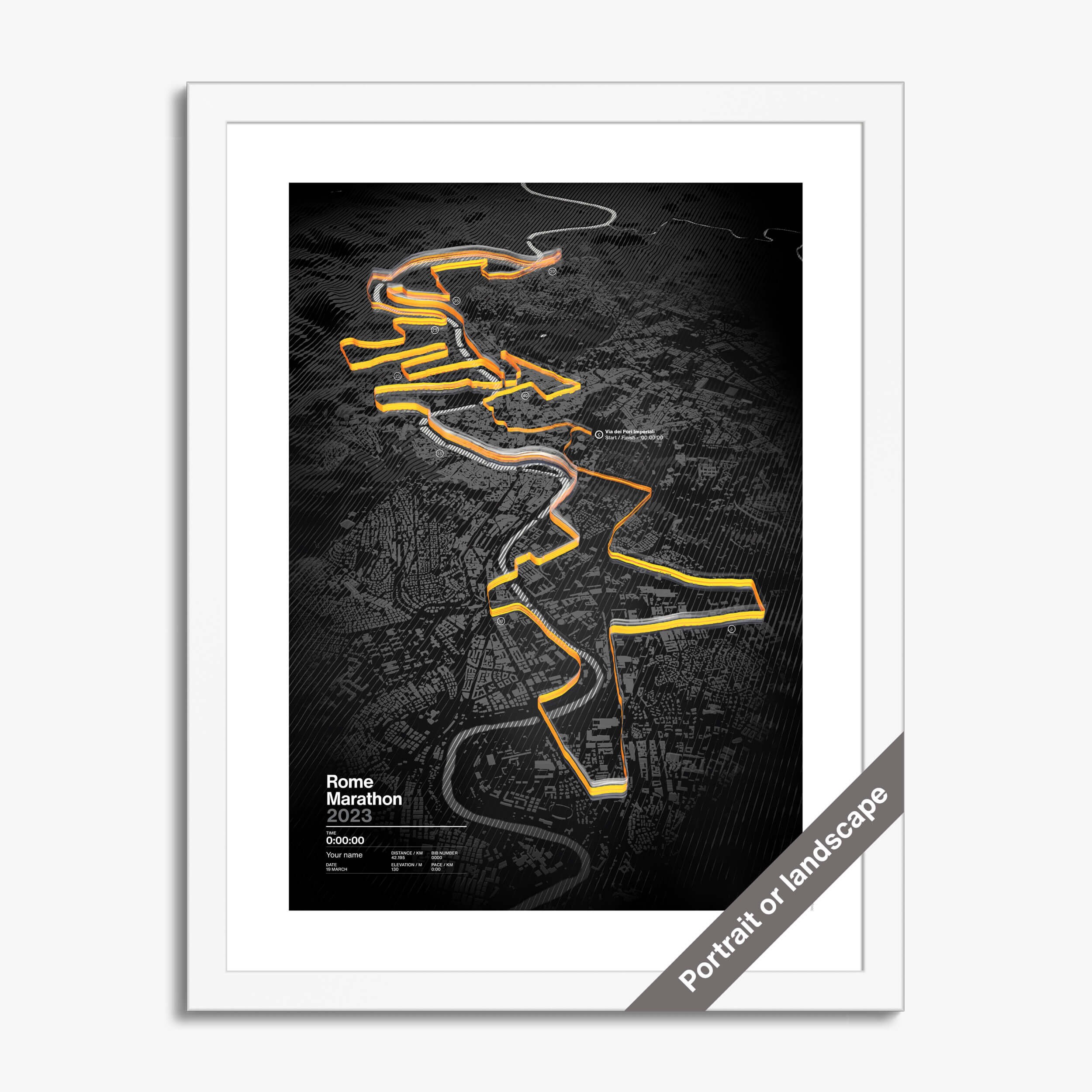 Rome Marathon / Personalised Route Map - Etsy