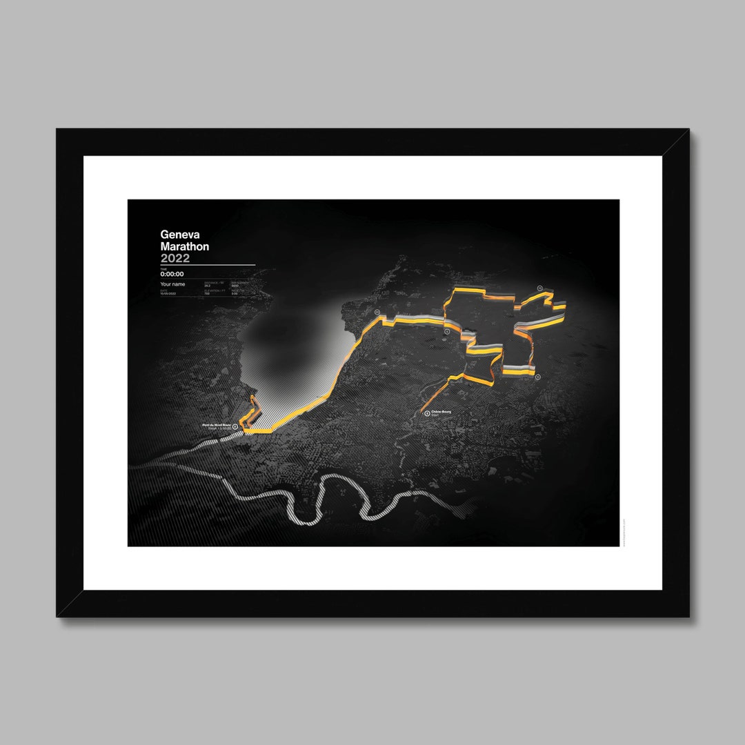 Geneva Marathon / Personalised Route Map - Etsy