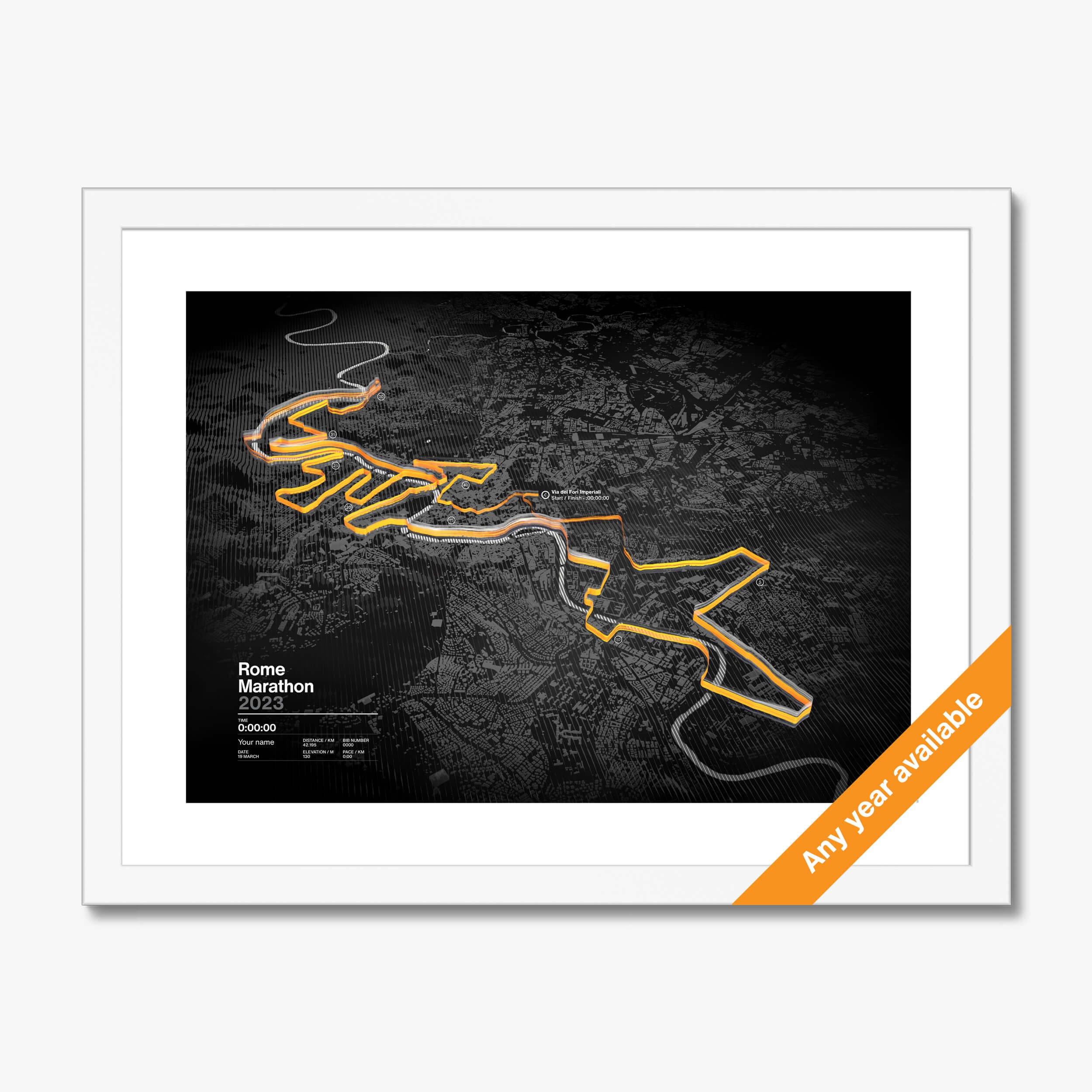 Rome Marathon / Personalised Route Map - Etsy