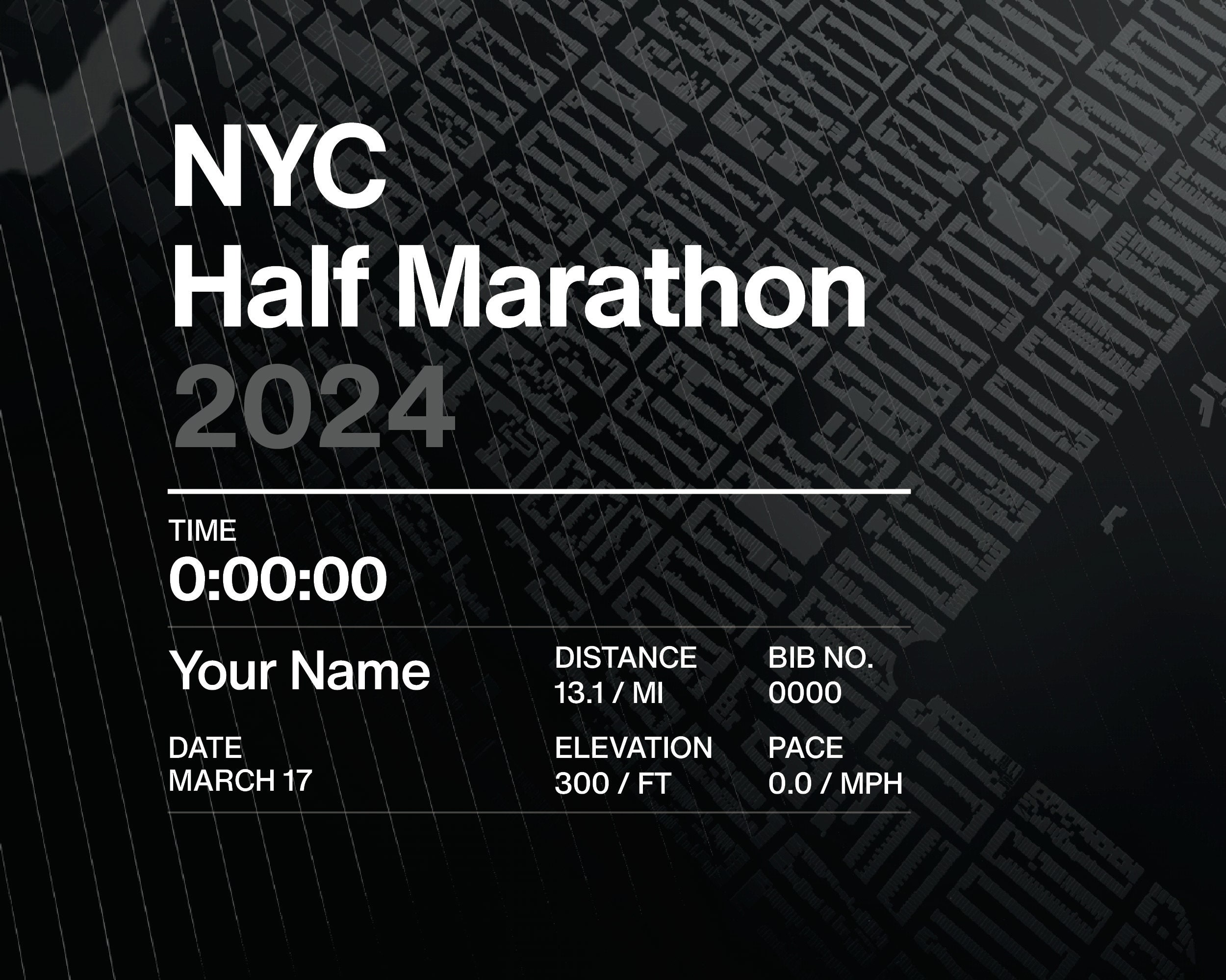 New York City Half Marathon Course Map - Etsy