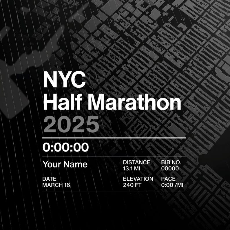 New York City Half Marathon Course Map - Etsy