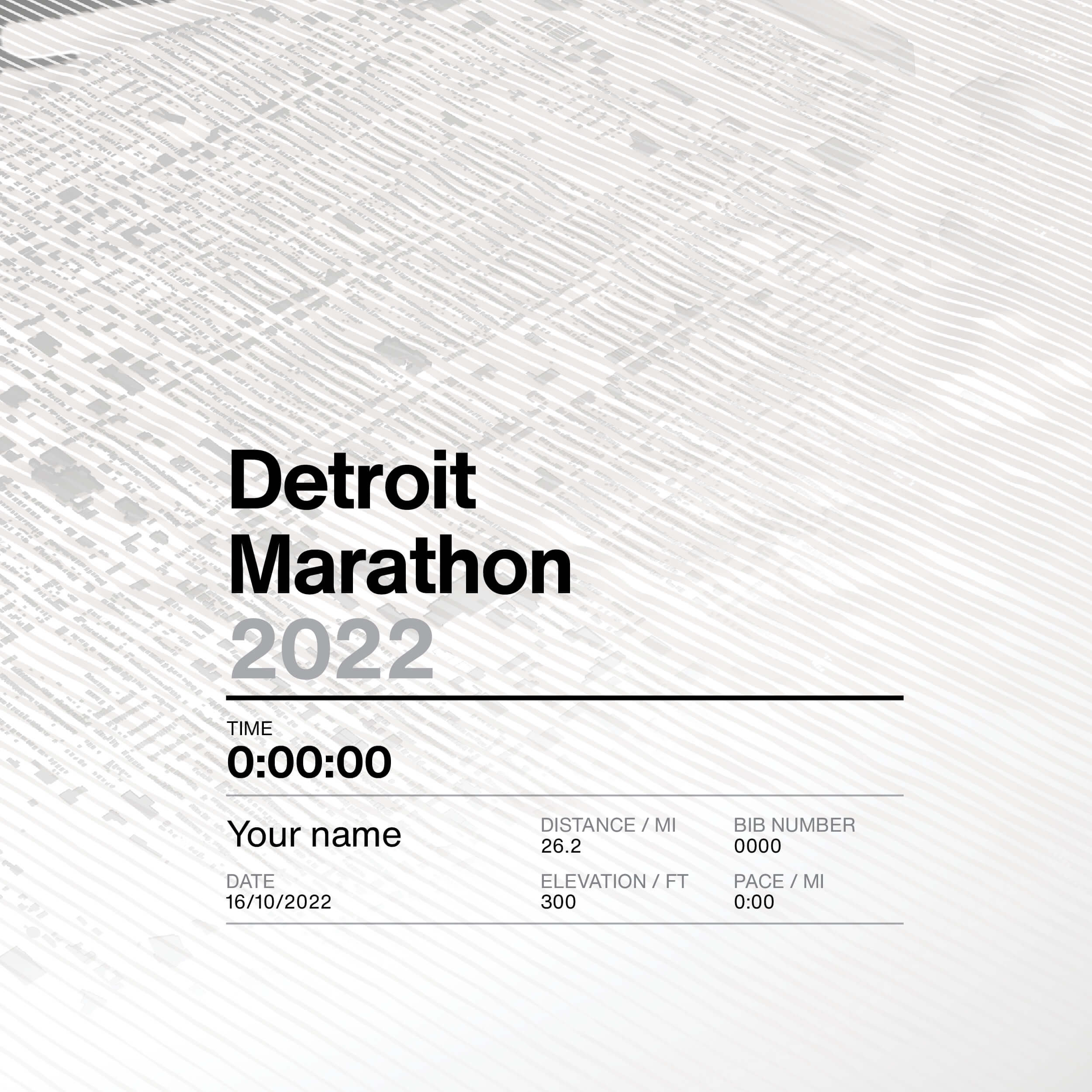 Detroit Marathon / Personalised Route Map - Etsy