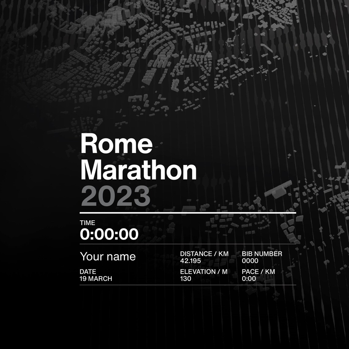 Rome Marathon / Personalised Route Map - Etsy