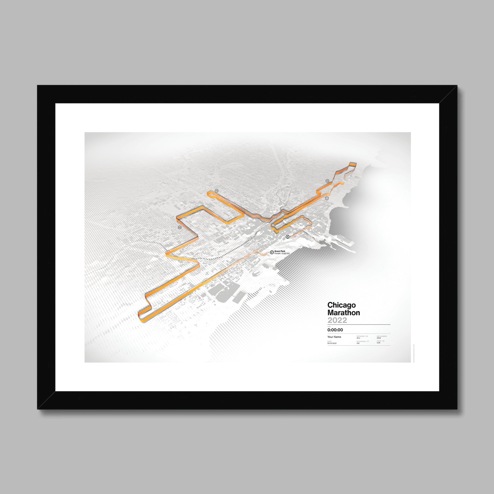 Chicago Marathon / Personalised Route Map - Etsy