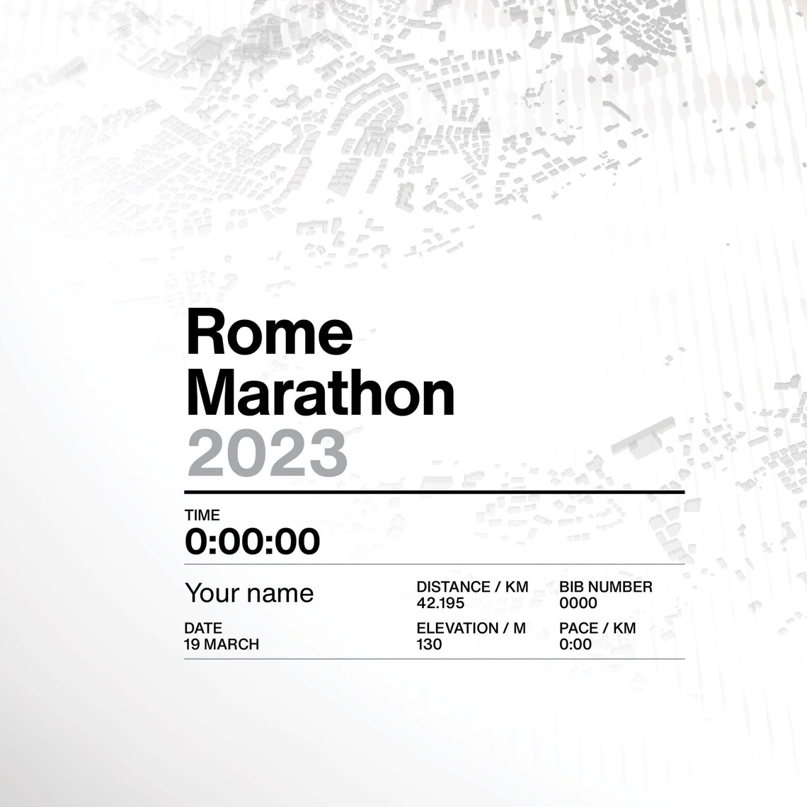 Rome Marathon / Personalised Route Map - Etsy
