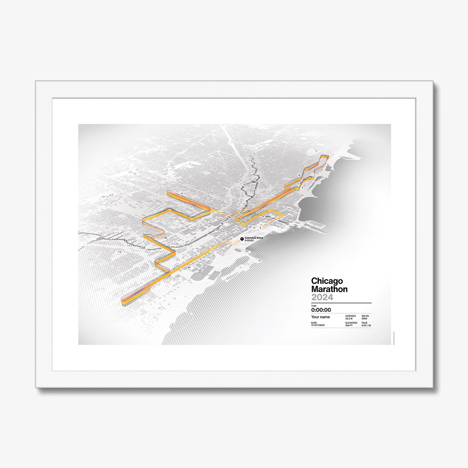 Chicago Marathon / Personalised Route Map - Etsy
