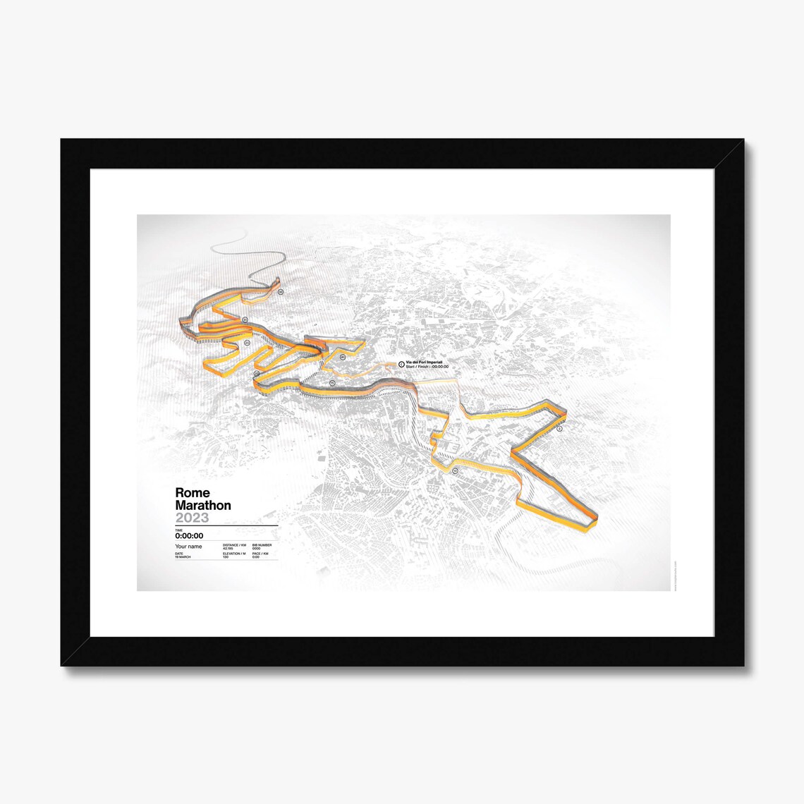 Rome Marathon / Personalised Route Map - Etsy