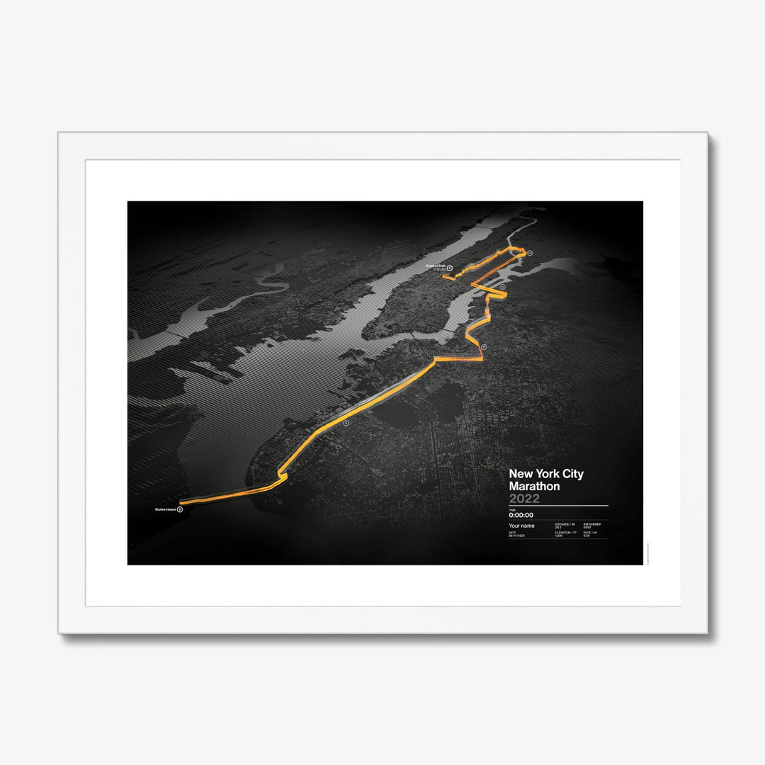 New York Marathon / Personalised Route Map - Etsy