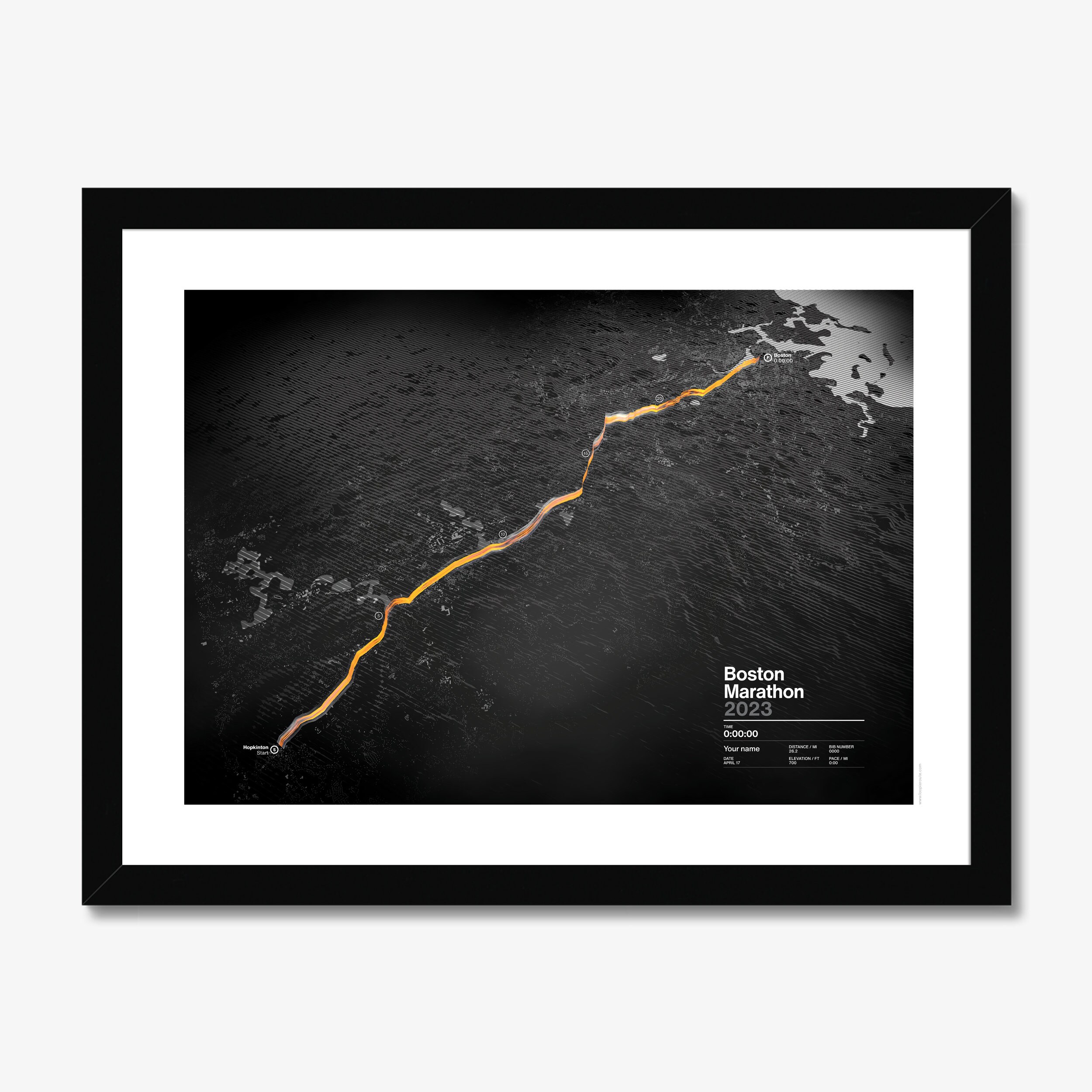 Boston Marathon / Personalised Route Map - Etsy