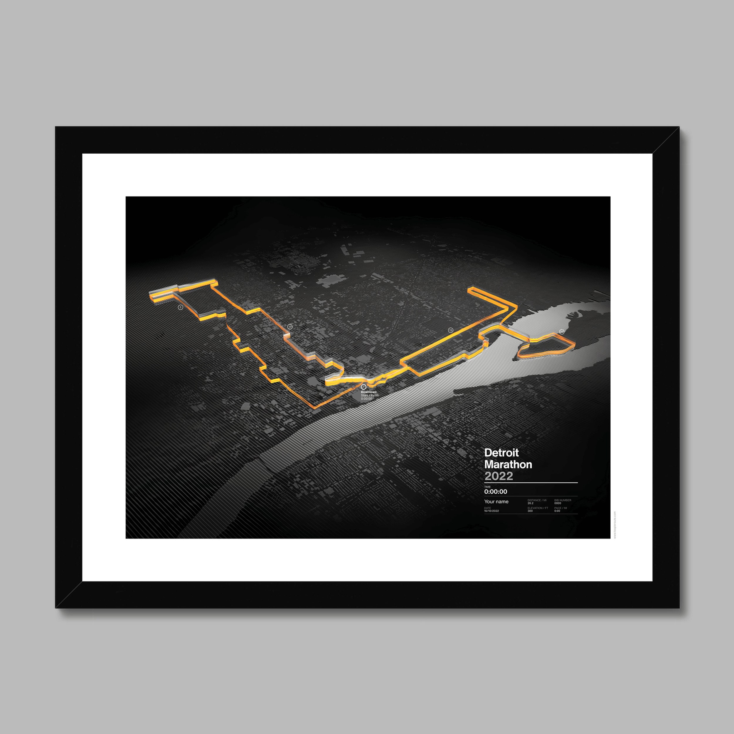 Detroit Marathon / Personalised Route Map - Etsy