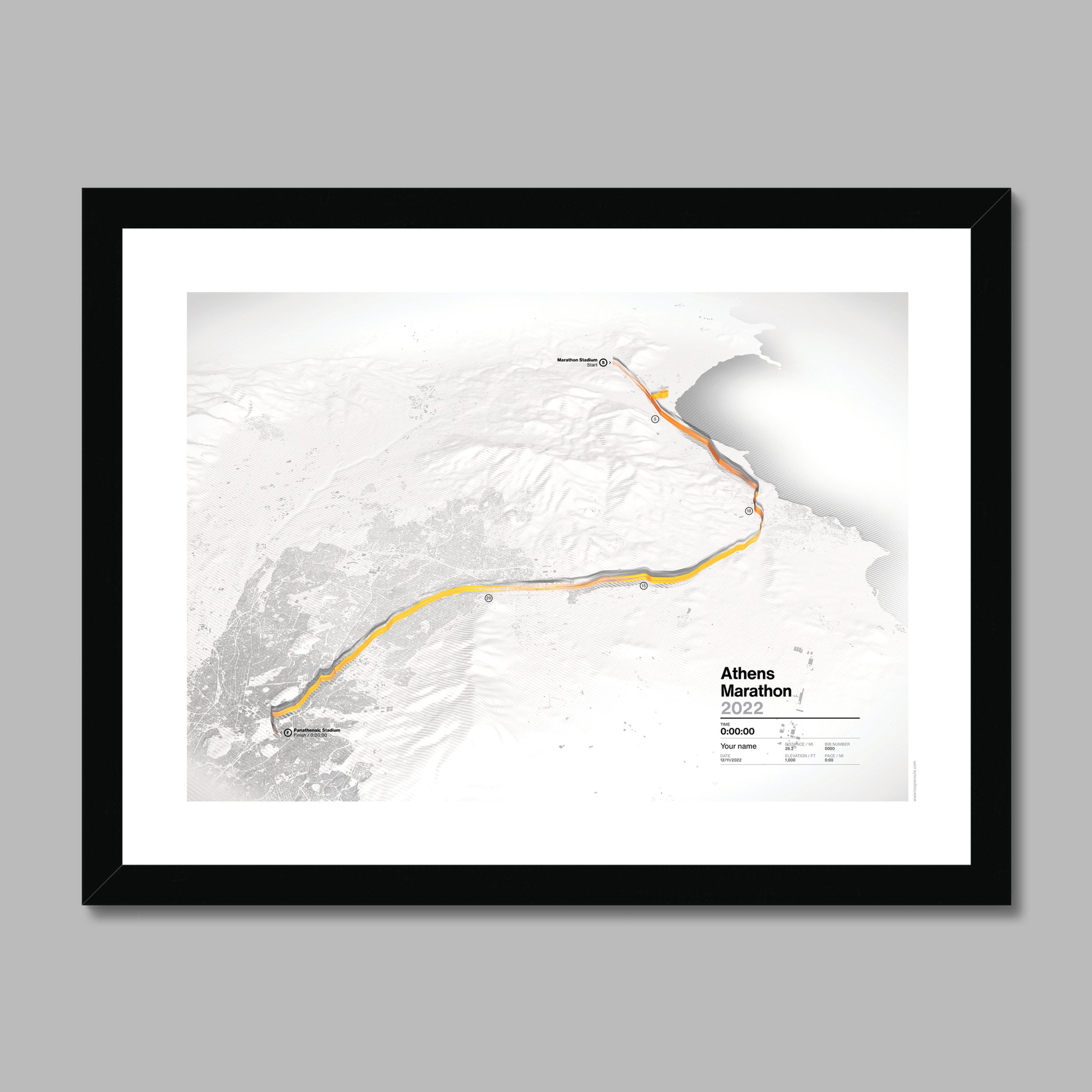 Athens Marathon / Personalised Route Map - Etsy