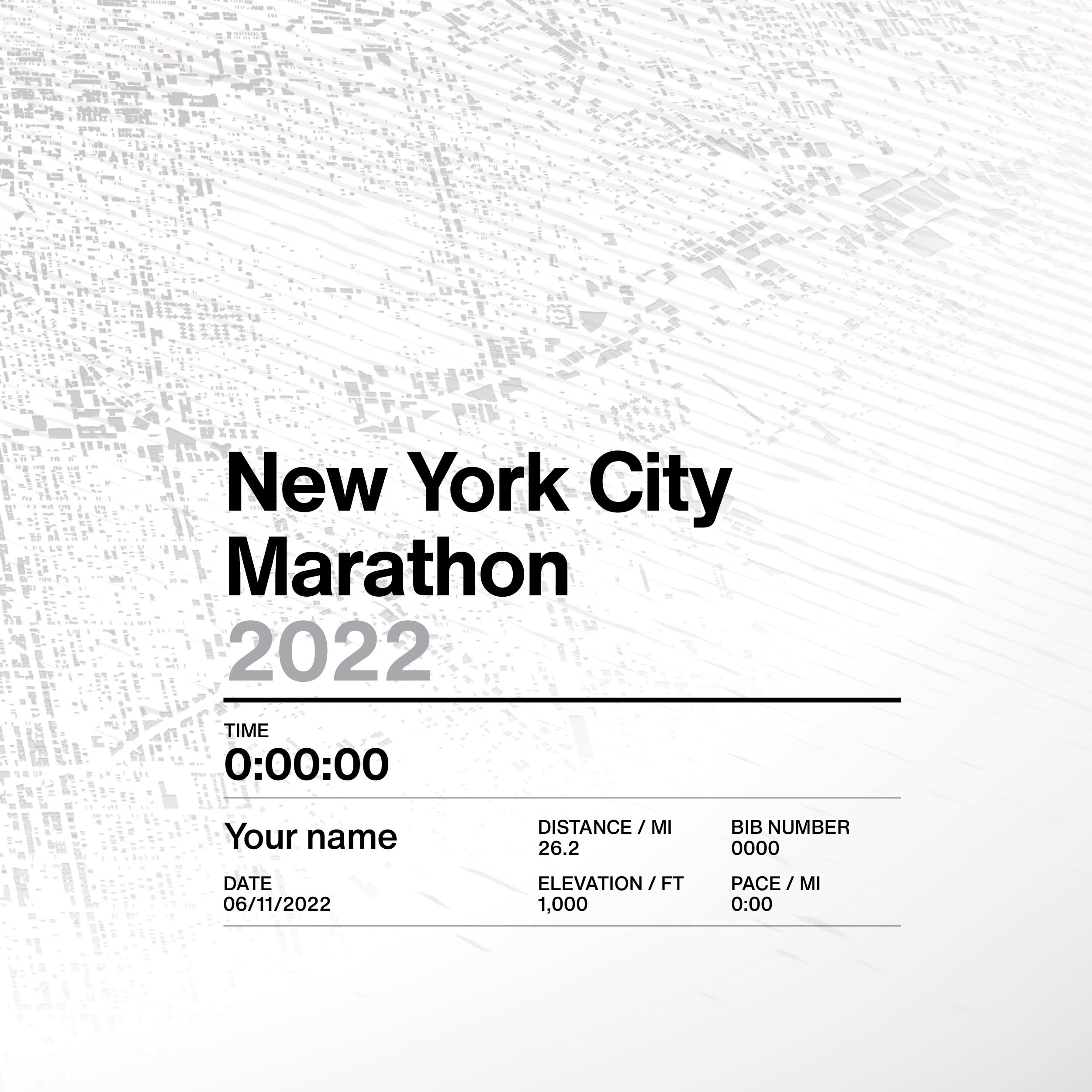 New York Marathon / Personalised Route Map - Etsy