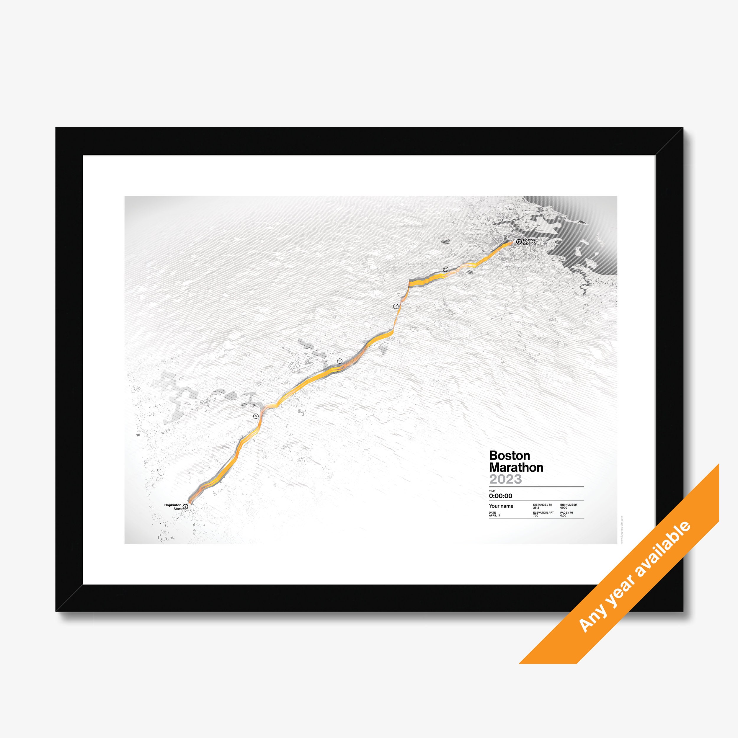 Boston Marathon / Personalised Route Map - Etsy
