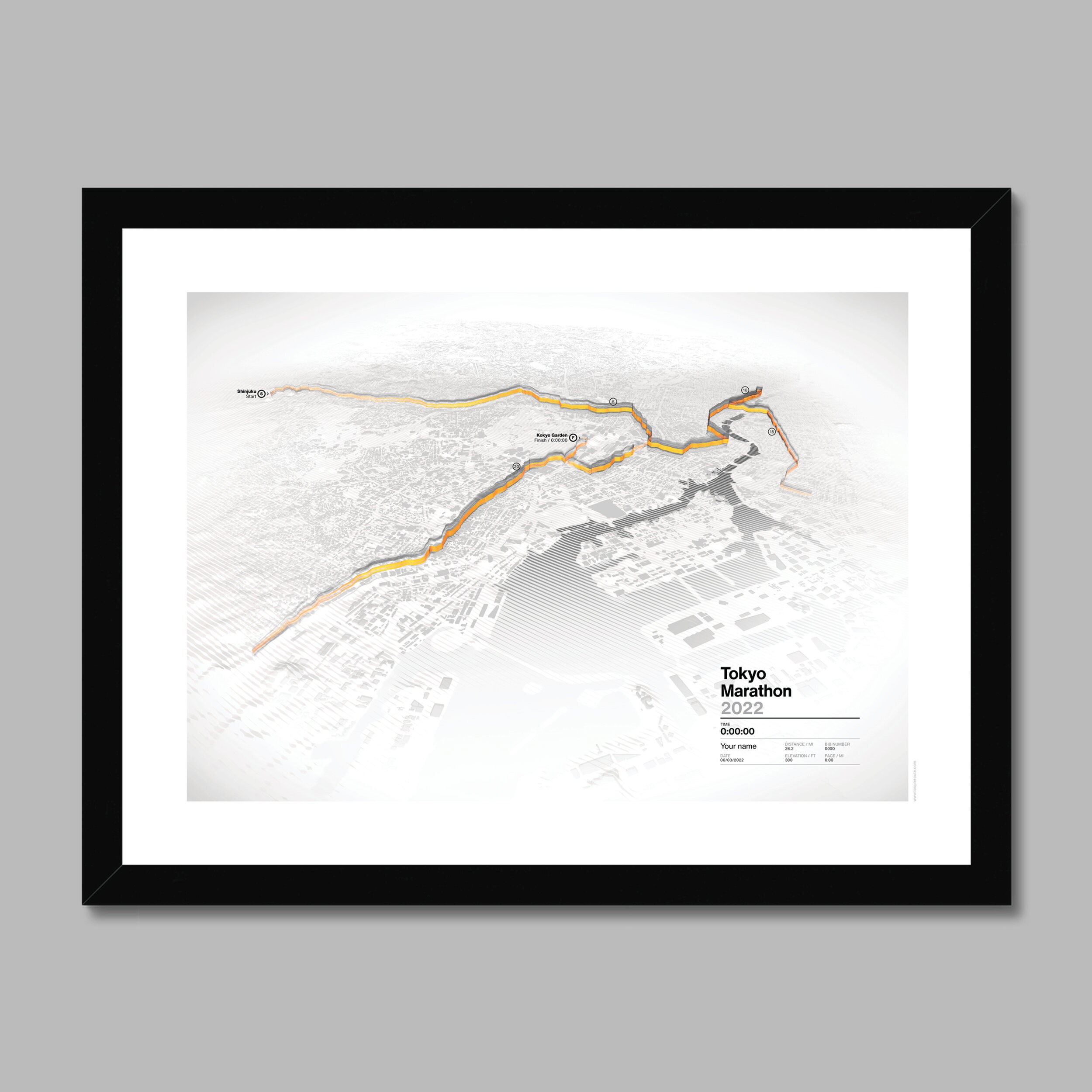 Tokyo Marathon / Personalised Route Map - Etsy